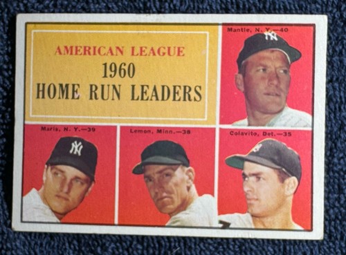 1961 Topps - League Leaders #44 Mickey Mantle, Roger Maris, Rocky ...