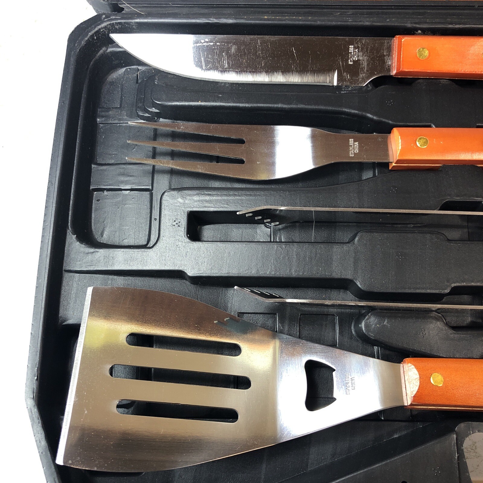 Chefmaster BBQ Tool Set Grill Camping Picnic Cooking WOODEN 19Pc with ...