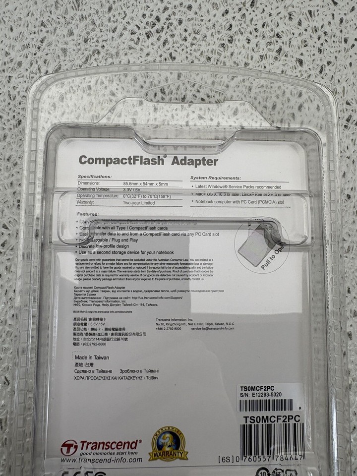 TS0MCF2PC TRANSCEND COMPACTFLASH ADAPTER | eBay