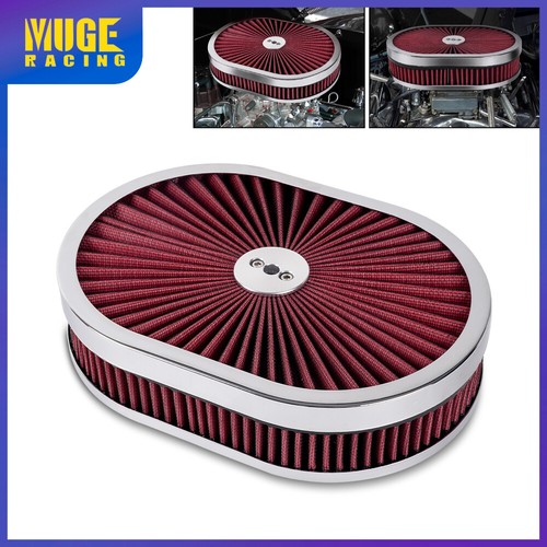 12" Oval Full Finned Air Cleaner Washable Filter For 5-1/8"Carburetors ...