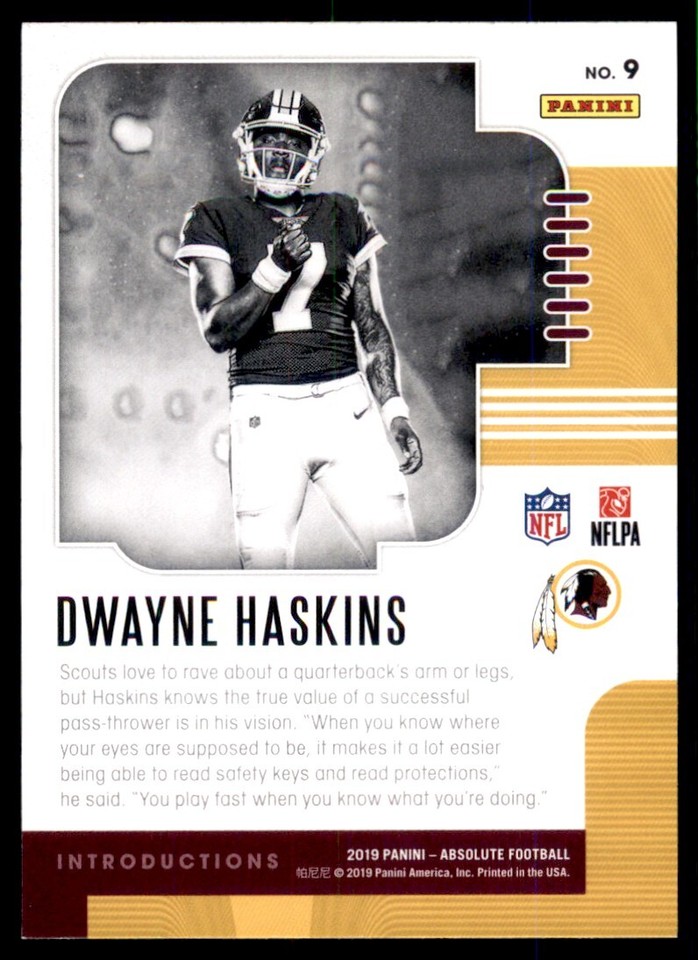 2019 Panini Absolute Dwayne Haskins Rookie Washington Redskins #9 | eBay