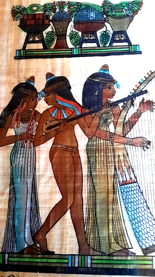 Original, vintage , framed Egyptian painting on papyrus '' Egyptian musicians'' | eBay
