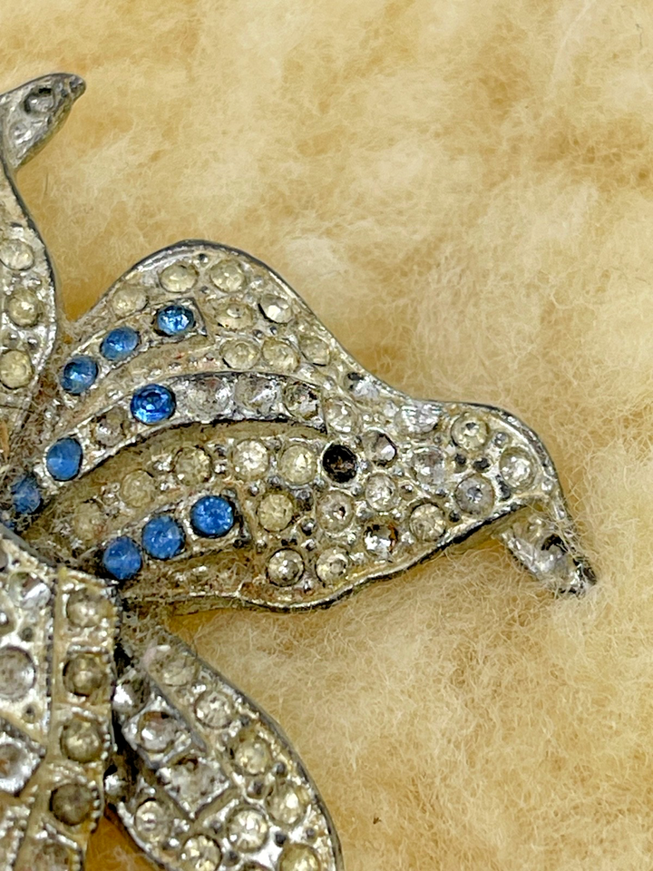 SINGER & KANTOR Art Deco Blue Rhinestone Trembling Orchid Brooch ...