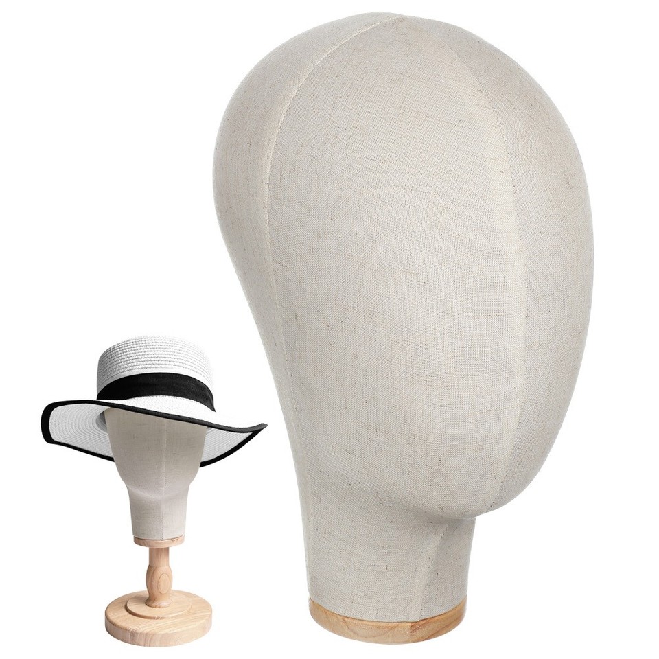Linen Block Head Mannequin Head for Hair Extension Lace Wigs Making Hat ...