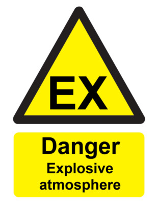 Explosive Atmosphere Safety Yellow Warning Hazard Sign Adhesive Sticker ...