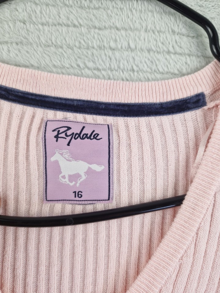 Rydale Womens Baby Pink V-neck Ribbed Sweater Size 16 Pit2Pit 20" | eBay