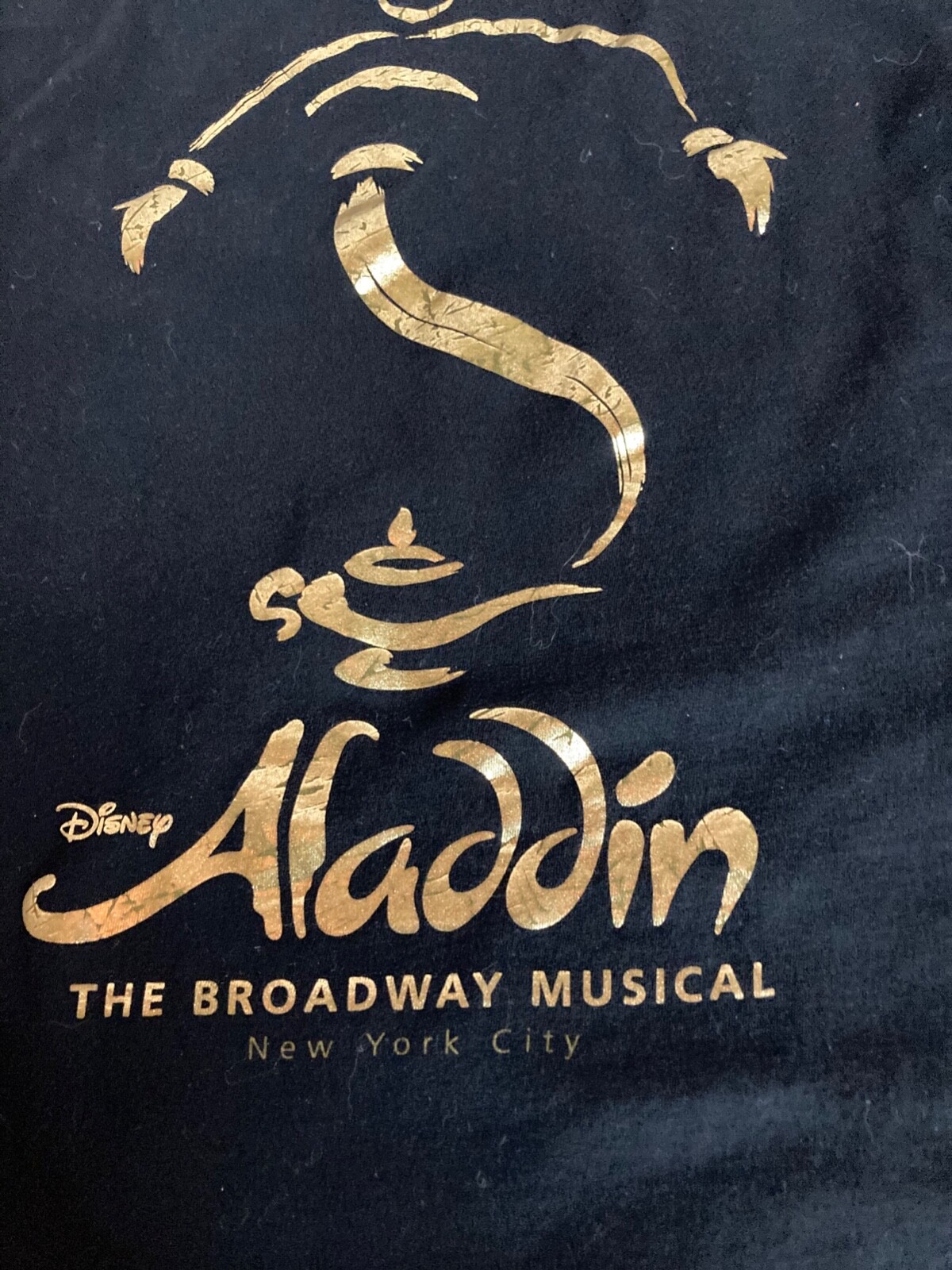 Disney Aladdin T-shirt Official Broadway Show Black/Gold Letters Size ...
