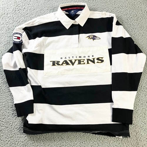 Baltimore Ravens Tommy Hilfiger Shirt Womens Medium Rugby Polo Striped ...