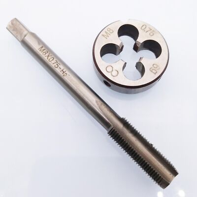 Tap & Die Set HSS M8 x 0.75mm Tap & M8 x 0.75mm Die Metric Thread Right ...