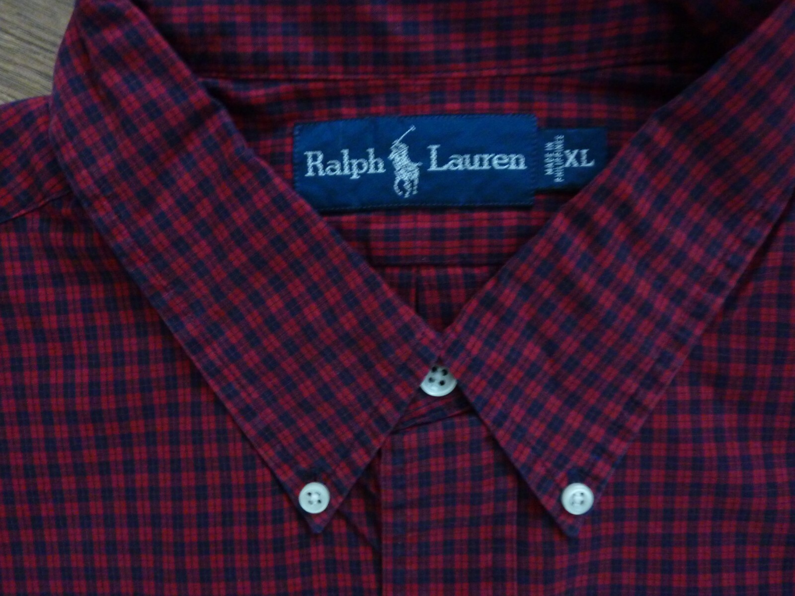 MEN'S POLO RALPH LAUREN CLASSIC CHECKED RED/BLACK COTTON SHIRT SIZE XL ...