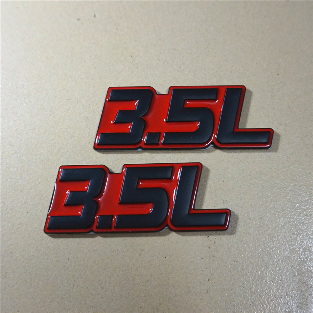 2PCS 3.5L Red Black Metal Emblem Decal Sticker Badge V8 Sports Engine ...