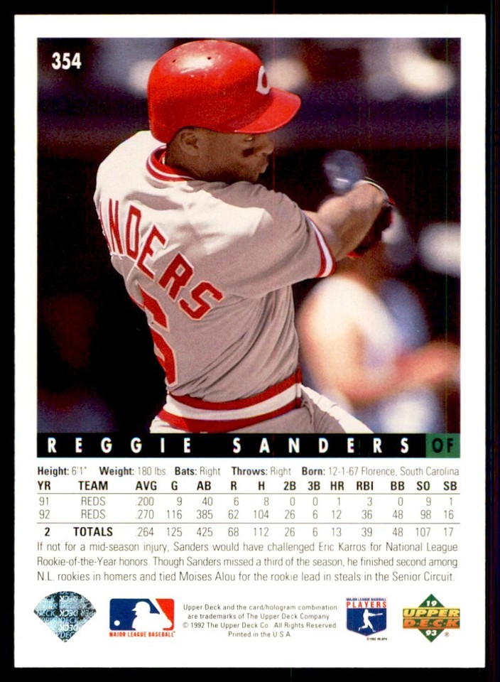 1993 Upper Deck. Reggie Sanders Baseball Cards #354 | eBay