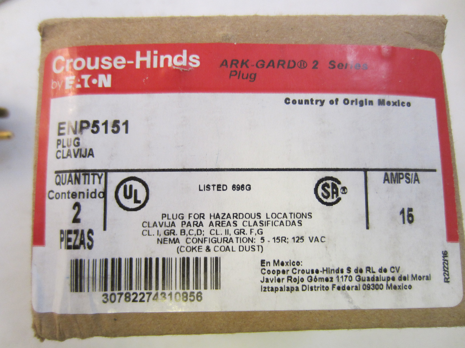 CROUSE HINDS ENP5151 EXPLOSION PROOF 15 AMP 120V PLUG NEW IN BOX | eBay