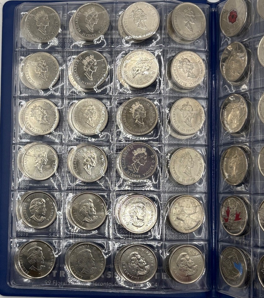 🎁Canadian Quarter 25C Collection Set 96 Coins 1967 - 2025 - Colour ...