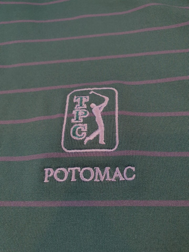 Greyson Polo Shirt Mens Large Green Purple Striped TPC Potomac Golf ...