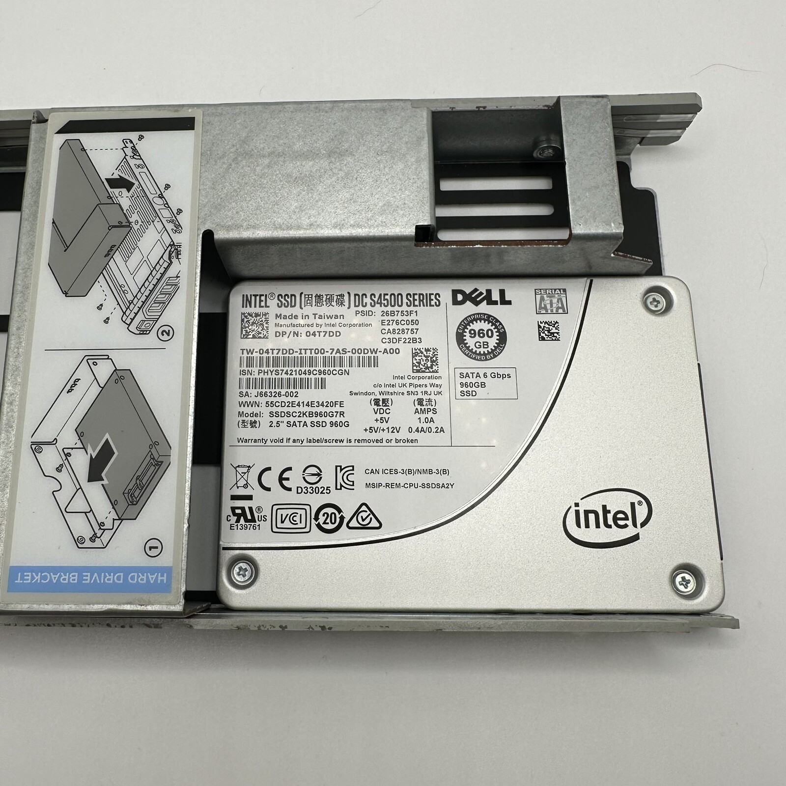 4T7DD DELL INTEL S4500 960GB SATA 6G 2.5'' SSD SSDSC2KB960G7R R930 T630 ...