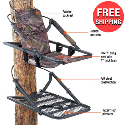 Climber Hunting Sports Tree Stand w/ Buckle Straps Camo Padded Armrest ...