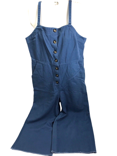 WISHLIST Jeans Jumpsuit Blue Denim Bib Cropped Overalls Wide Leg jumper ...
