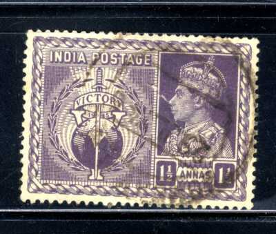 1945 KING GEORGE V1 INDIA VICTORY POSTAGE STAMP 1 1/2a SC 196 A86 | eBay
