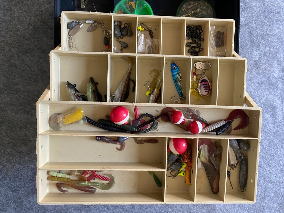 Plano 5630 Tackle Box Full of Fishing Lures and Equipment - No Latch ...