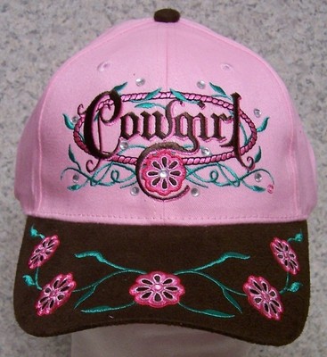 Embroidered Baseball Cap Cowgirl Prairie Rose NEW pink 1 hat size fits ...