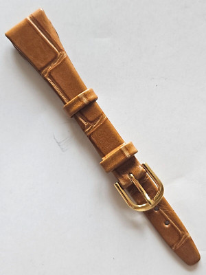 16mm - Tan Bamboo Pattern Leather Watch Band - ( Gold Buckle ) | eBay