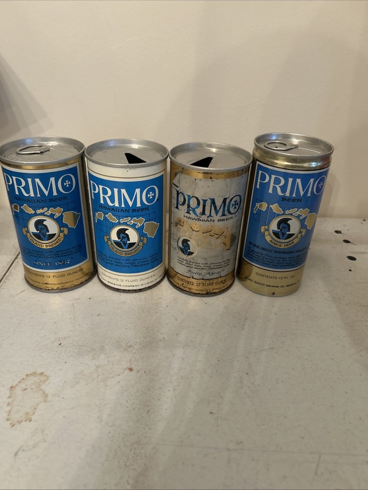 Lot Of 4 1970s-1980s PRIMO BEER EMPTY OPENED 12 OZ PULL TAB BEER CANS ...