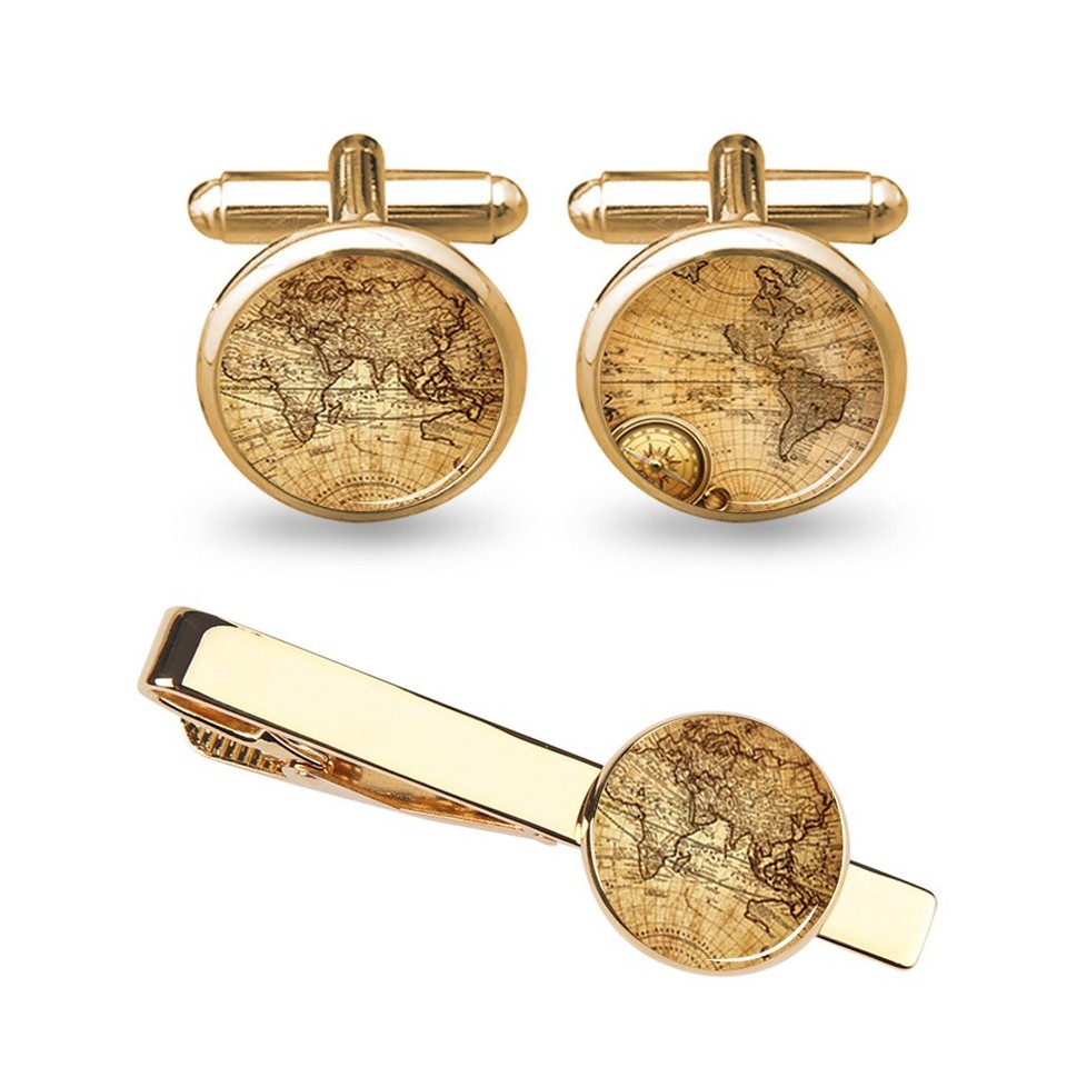 Cufflinks for Men World Map Cuff links Wedding Gifts for Father ...