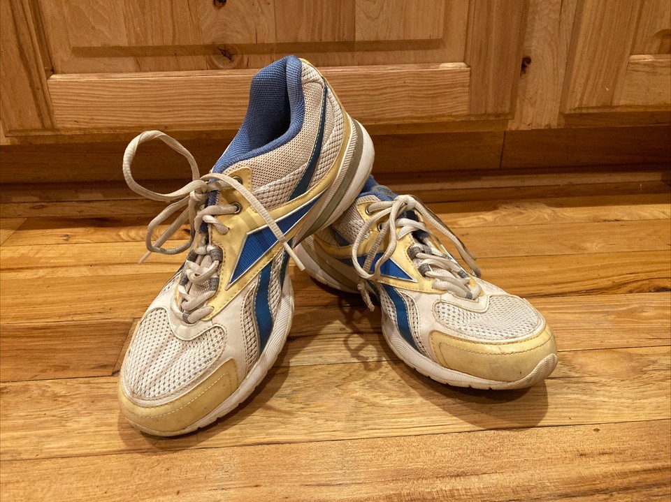 Reebok White Blue Lace Up Walking Easy Tone Sneakers Shoes Womens Size ...