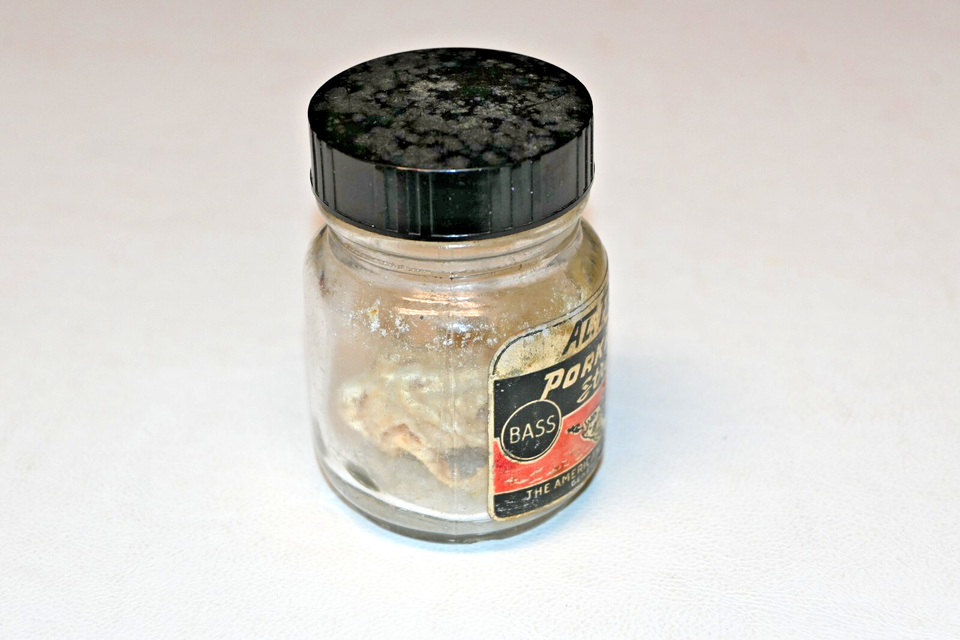 Vintage Al Foss Pork Rind Strip Jar with Contents Bass Size | eBay