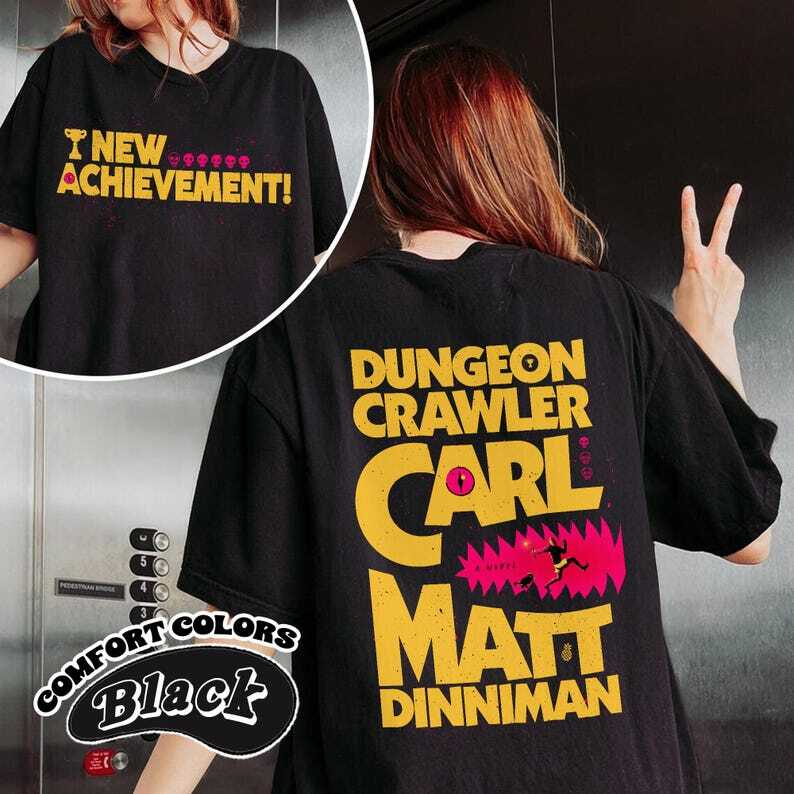 2 sided New Achievement Dungeon Crawl*r Carl T-Shirt, Gift For Reader ...