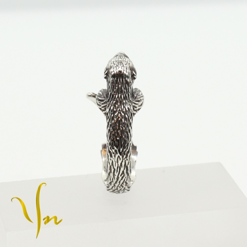Silver Adjustable Otter Ring, Sea Otter Jewelry, Handmade Otter Animal ...