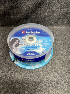 NEW VERBATIM Music CD-R 25pk (40x Speed, 700 MB, 80 MIN) Factory Sealed ...