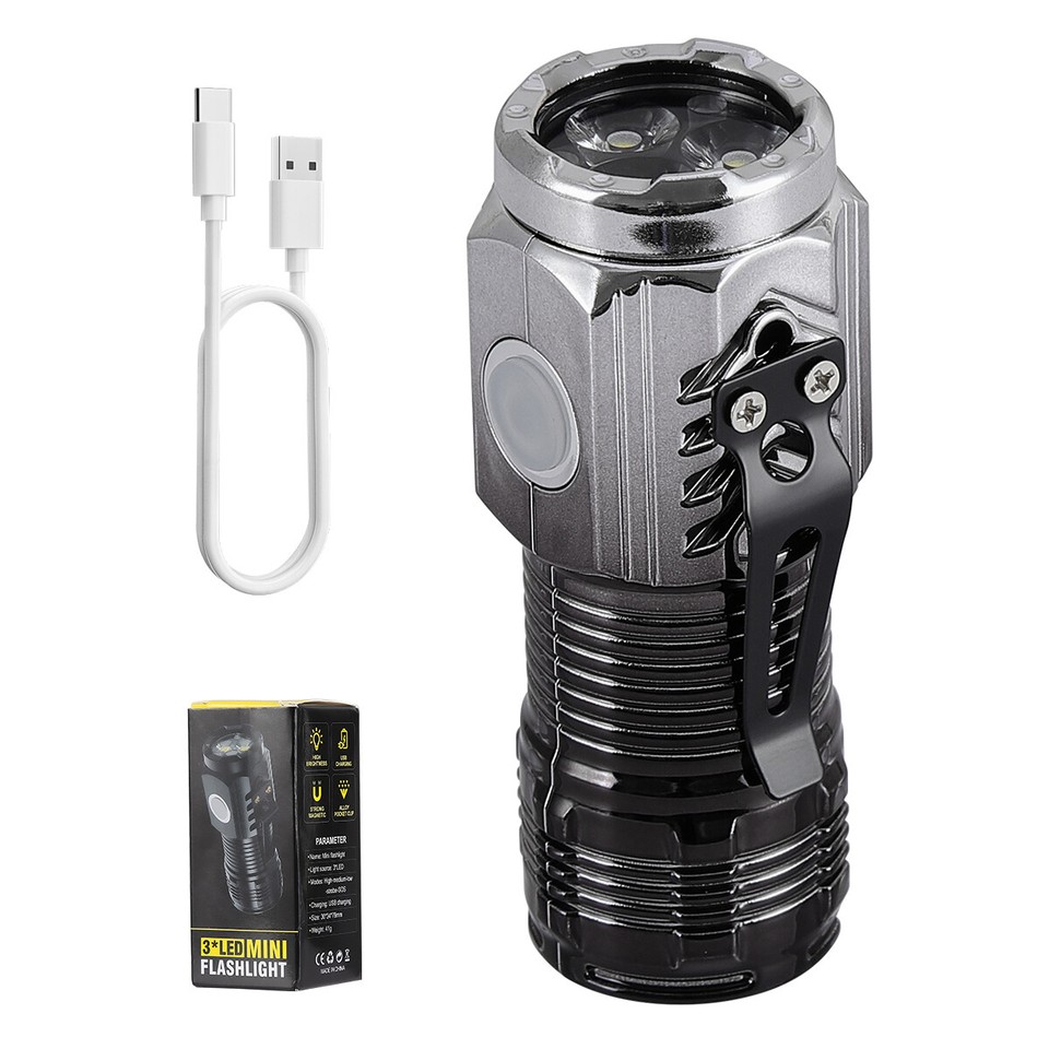 Mini Rechargeable Flashlight w/Clip Pocket LED Small Super Bright ...