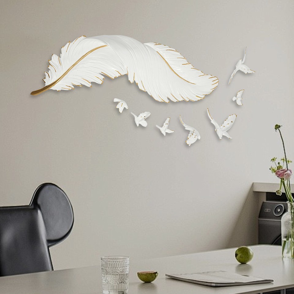 Aesthetic Room Feather Wall-mounted Decor Large Simple Resin Wall ...