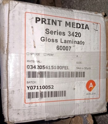 ARLON Print Media Series 3420 Gloss Laminate 60007, 54" X 50 YDS | eBay