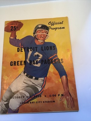 October 4, 1959 Detroit Lions vs. Green Bay Packers Football Game ...