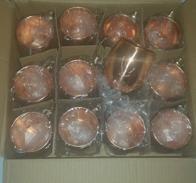 12 Grey Goose Collection Copper Moscow Mule Brass handle Mugs/Cups FLY ...
