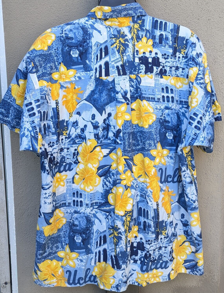 Men's Social Awearness Short Sleeve Large UCLA Button Hawaiian Shirt ...