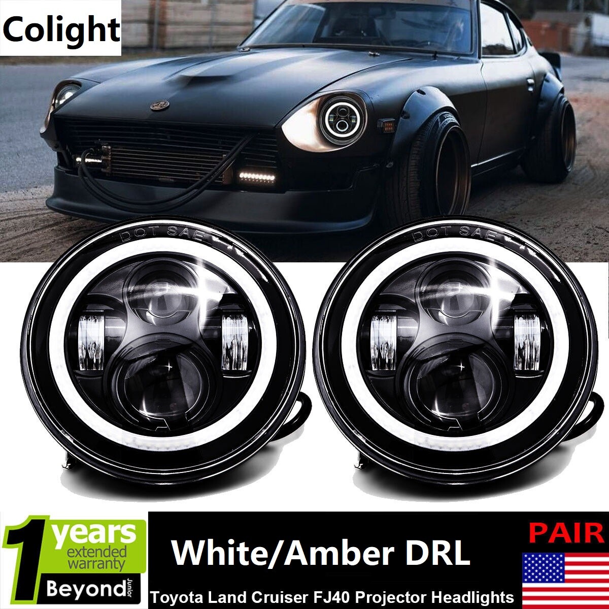 DOT Pair 7Inch LED Headlight For Datsun 240Z 260Z 280Z 280ZX 1970-78 H4 ...