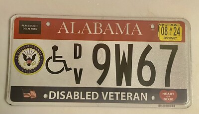 NAVY Alabama Disabled Veteran license plate 9W67 Handicapped | eBay