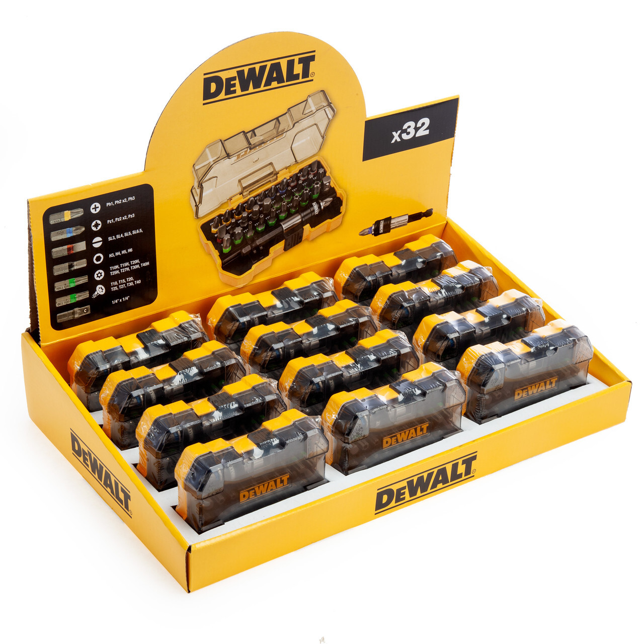 Dewalt Screwdriver Bit Set 32 Pc X 12 In Merchandiser Display Case ...
