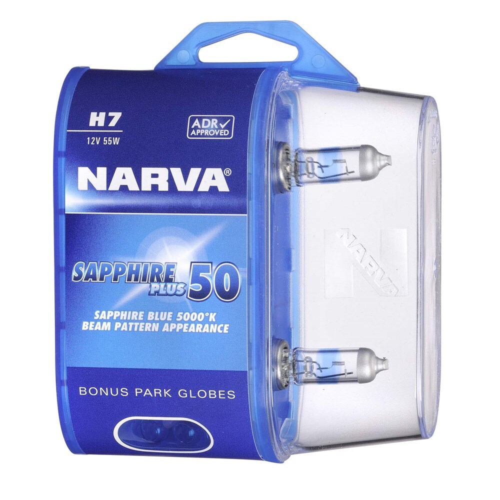 Narva H7 12V 55W Sapphire Plus 50 Halogen Headlight Globes Twin Pack ...