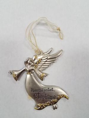 Spoontiques Pewter Angel Ornament - Imprinted "Bless and Protect ...