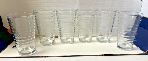 6 Vintage Libbey Crisa Banded Hoops, Rings 8 oz Glasses 1970's | eBay
