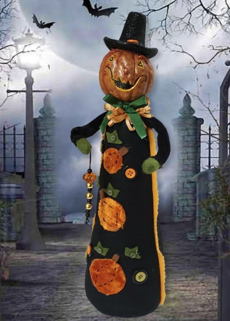 CJF Designs Halloween Folk Art Jack O' Lantern in Witch Hat Buttons ...