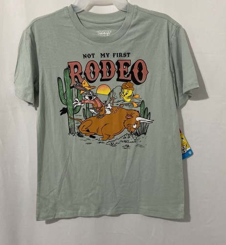 Looney Tunes Junior's T Shirt “Not MY First Rodeo” Green Small (3-5 ...
