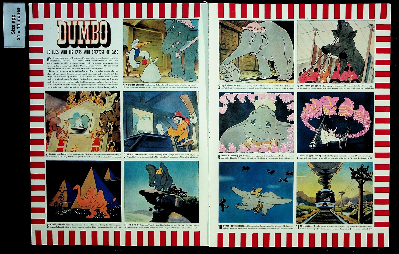 1941 Dumbo Walt Disney Elephant Big Ears Movie Film Vintage Print 39796 ...