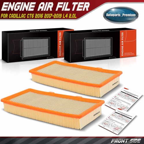 2x Front Engine Air Filter for Cadillac CT6 2016 2017 2018 2019 L4 2.0L ...
