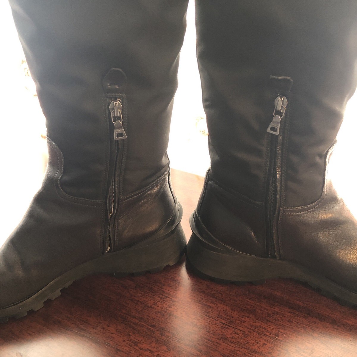 PRADA boots knee high 39 US 8.5/9 black leather nylon | eBay PRADA boots knee high 39 US 8.5/9 black leather nylon | eBay